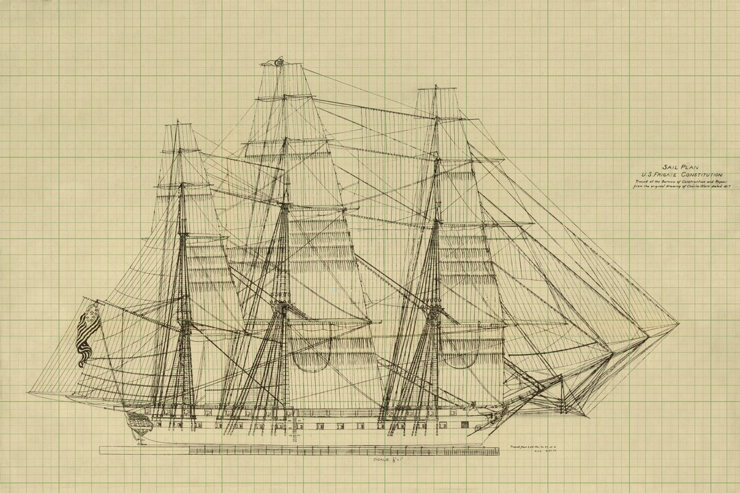 USS Constitution Sail Plan – US Navy Frigate Blueprint Art Print - Etsy