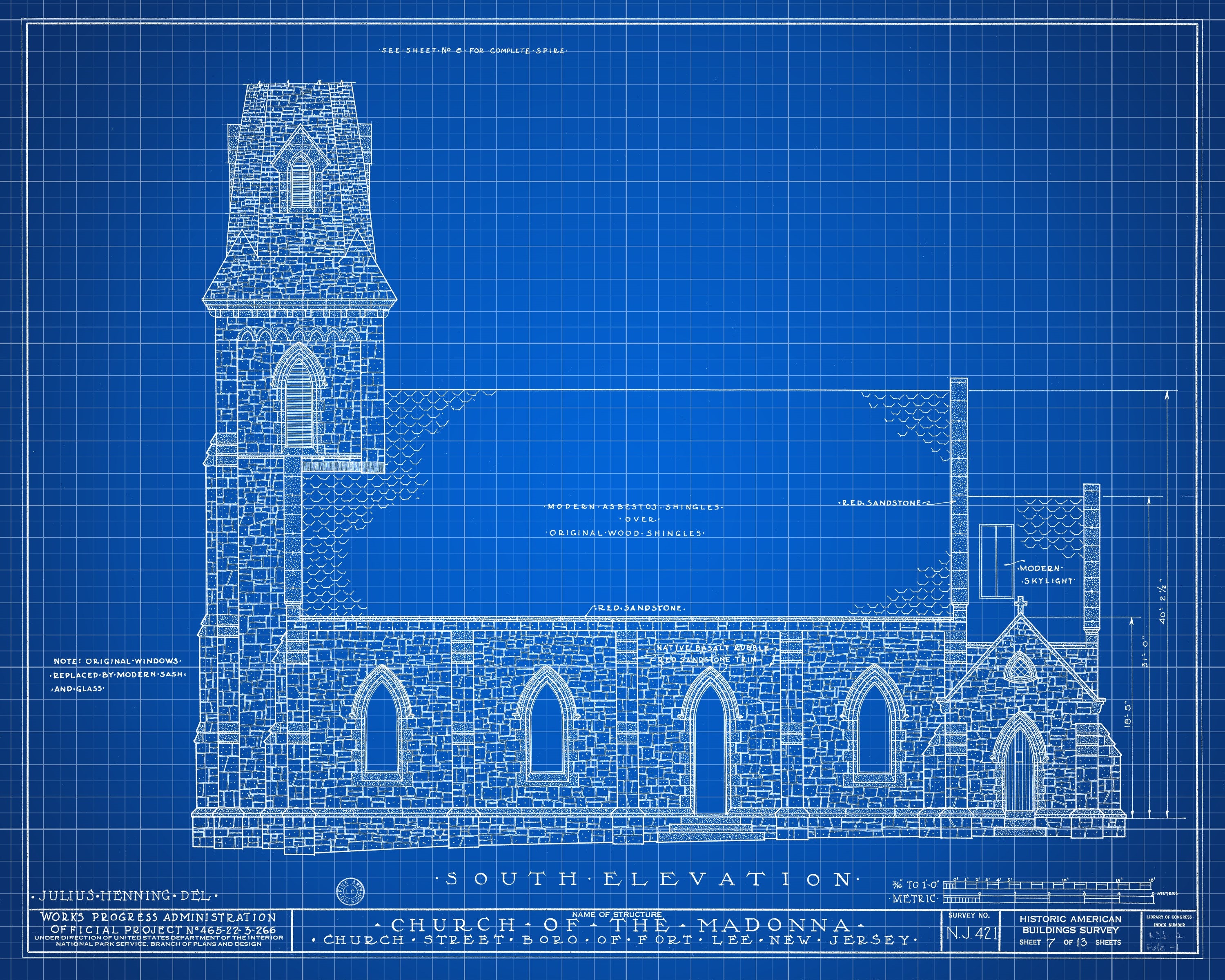 Church of the Madonna Blueprint – Fort Lee, NJ, Architectural Drawing ...
