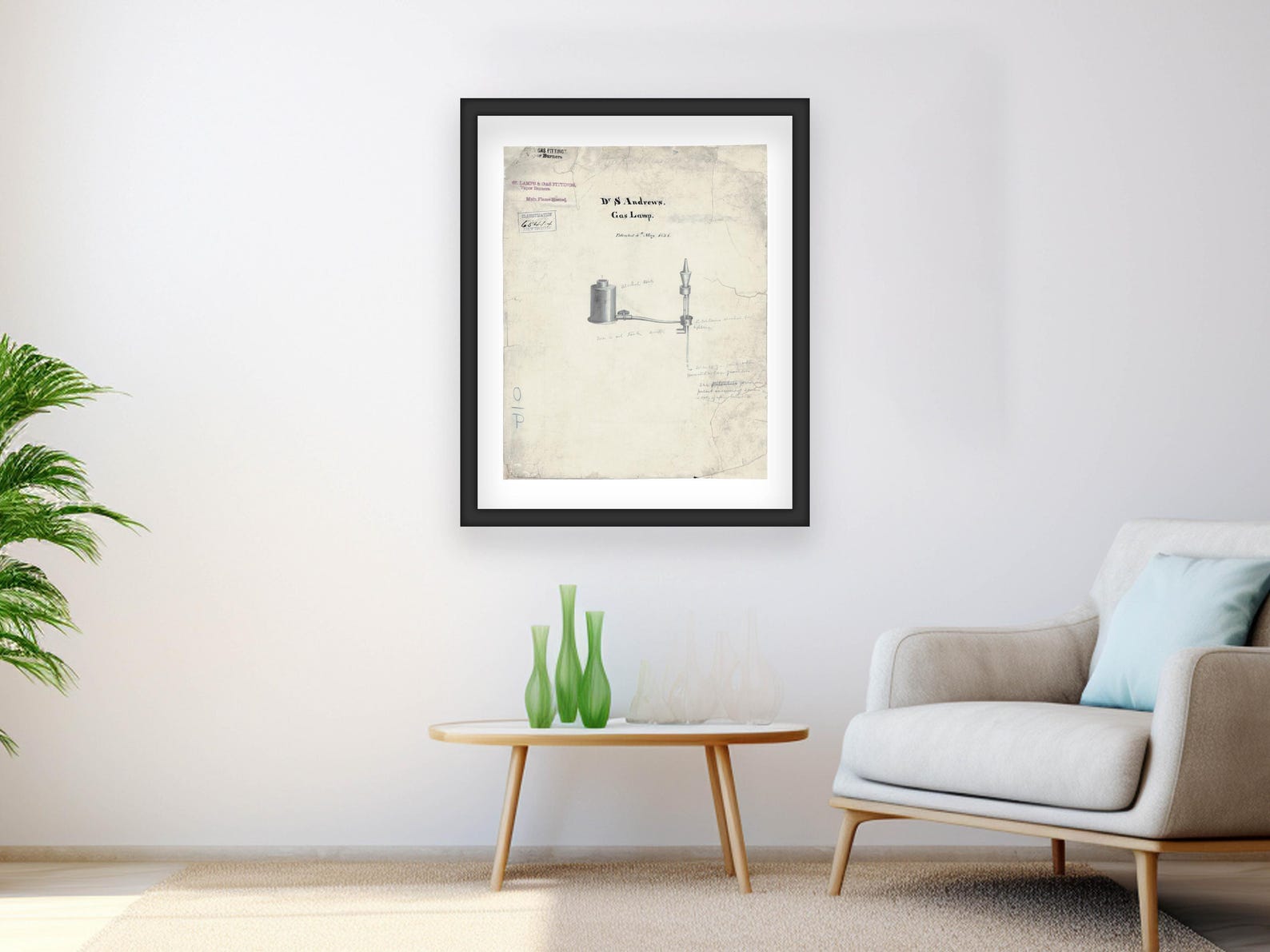 Gas Lamp Patent Print 1858 - Antique Lighting, Historical Invention ...