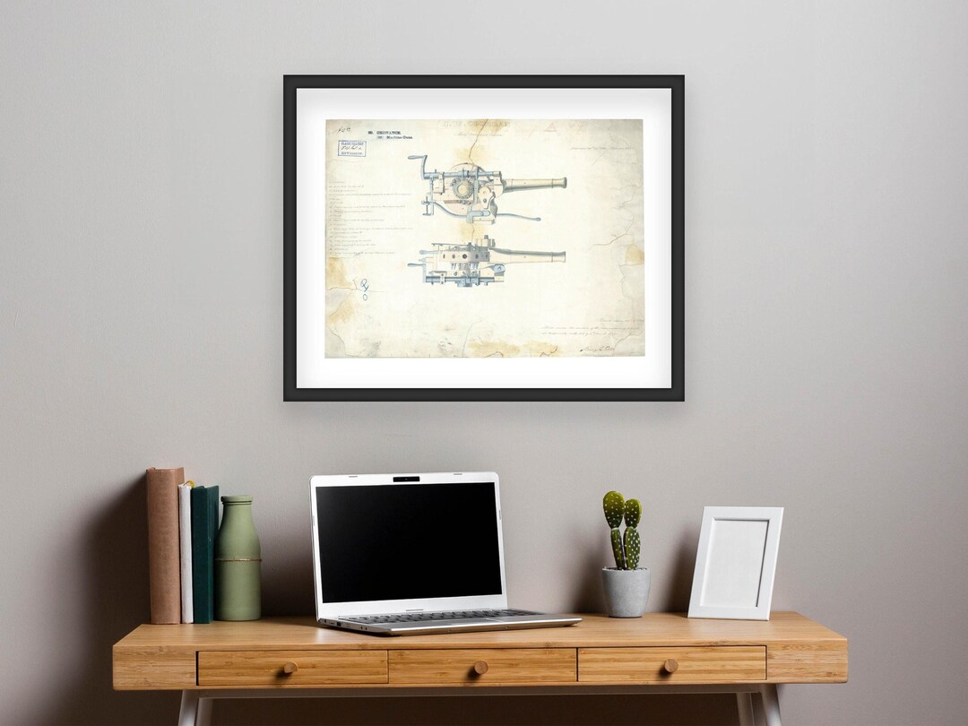 Machine Gun Patent Print 1856 - Military Art, Firearm Patent ...
