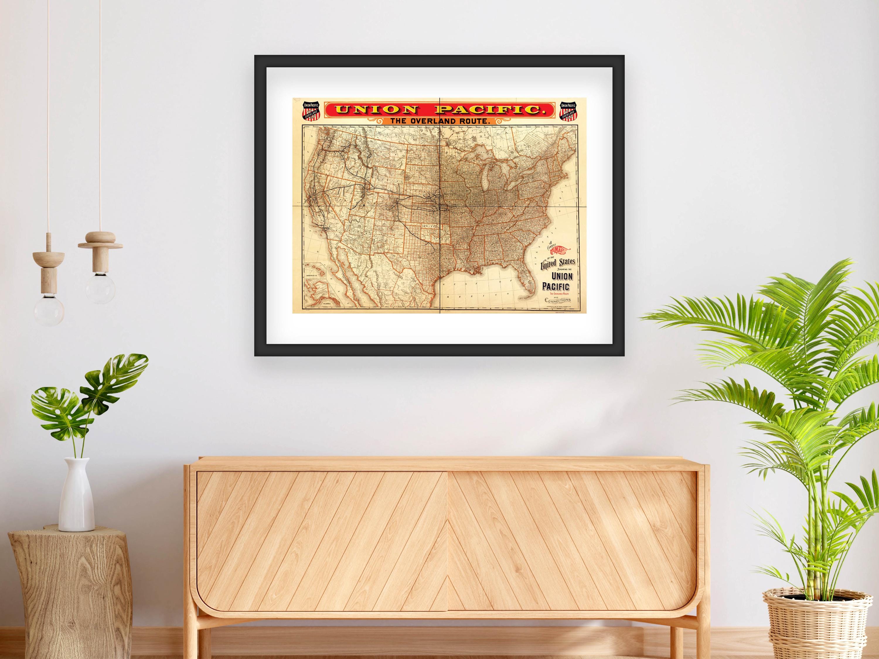 Union Pacific Railroad Map Print – 19th Century Overland Route - Etsy