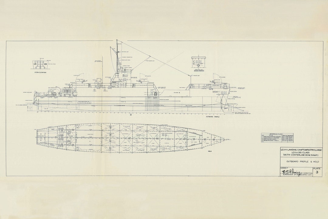 LCI Blueprint Drawing – WWII Navy Landing Craft Poster - Etsy