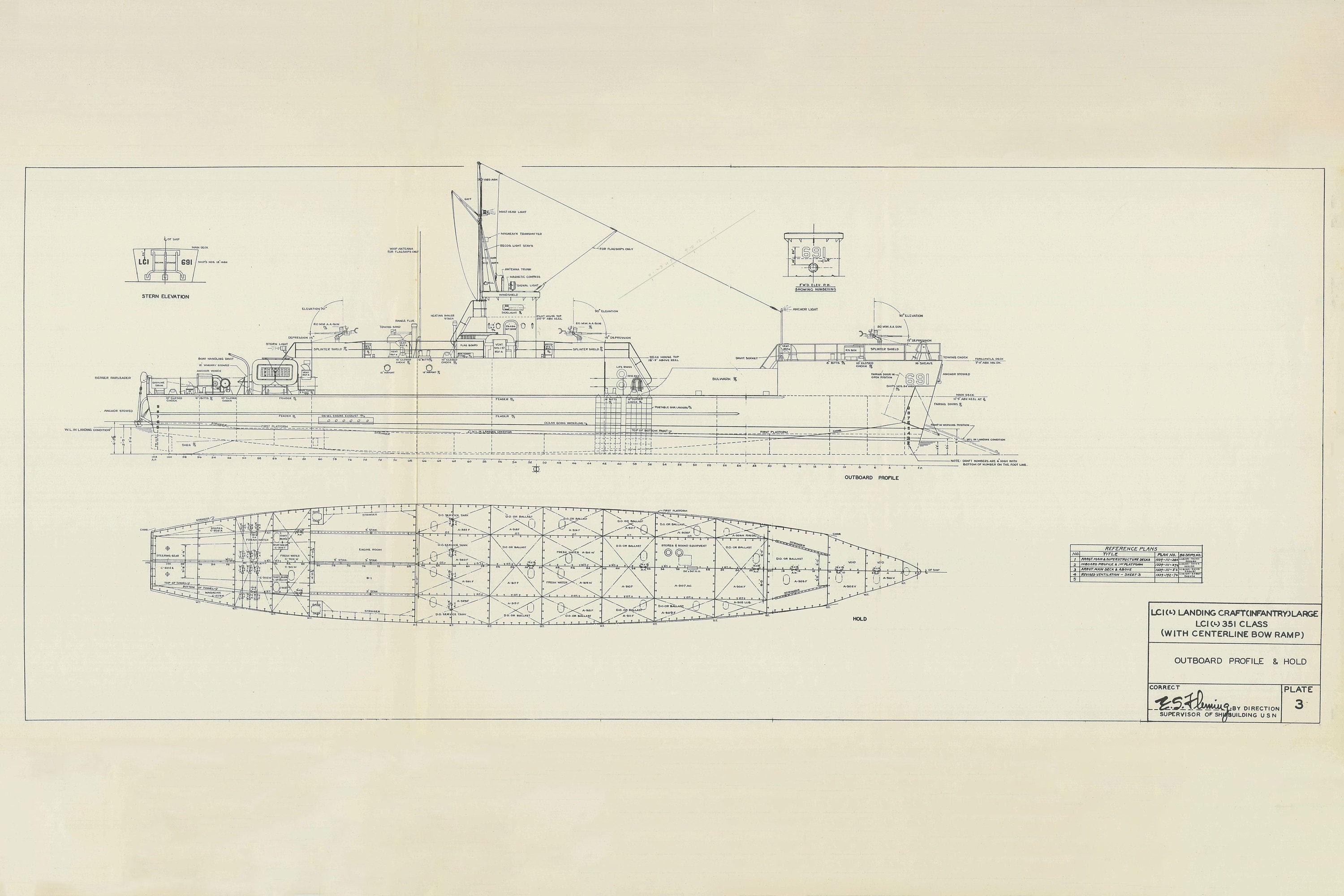 Navy Landing Craft Infantry Blueprint Drawing - Navy Ship Blueprint ...