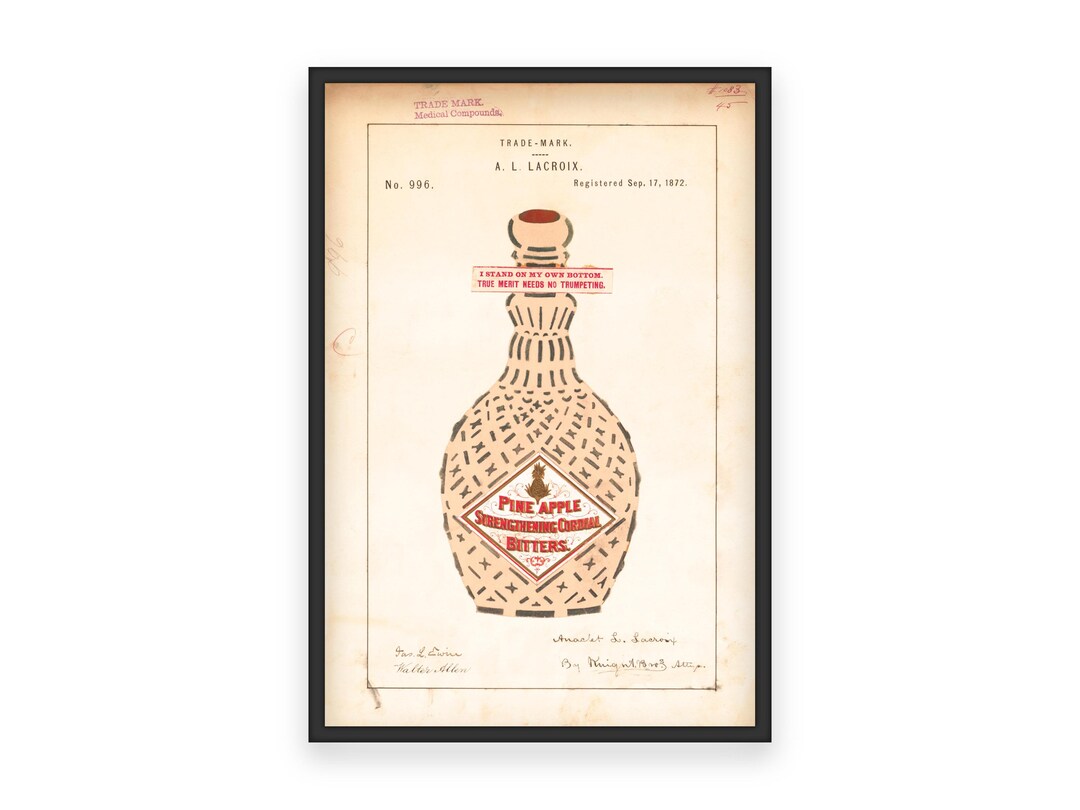 Vintage Pineapple Cordial Bitters Print – 1872 Trademark Label Art - Etsy