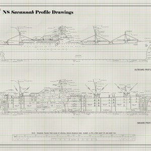 NS Savannah Nuclear Ship Blueprint – Restored Vintage Maritime Print - Etsy
