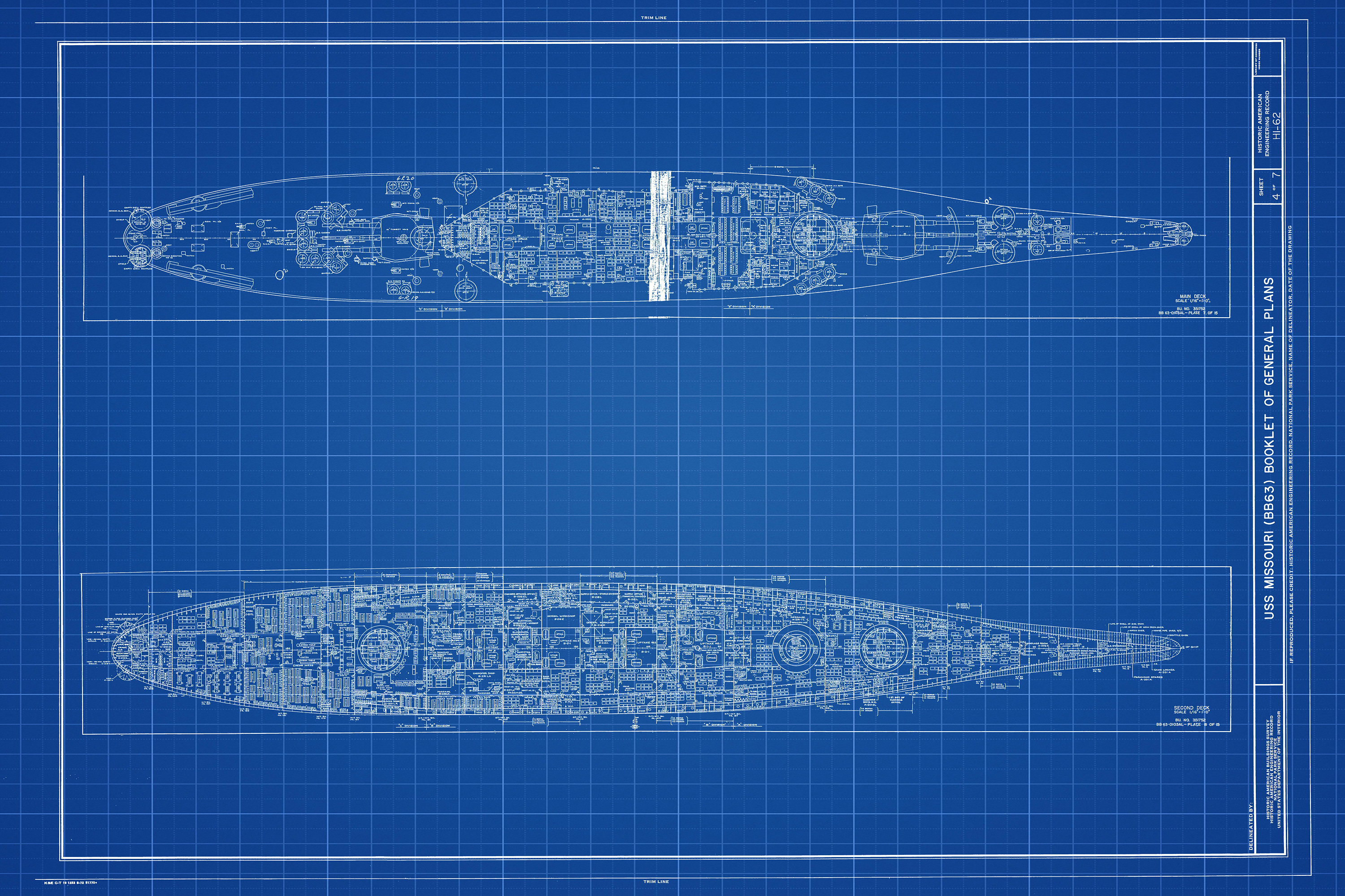 USS Missouri Top View Blueprint, Navy Ship Blueprint, Ship Drawing ...