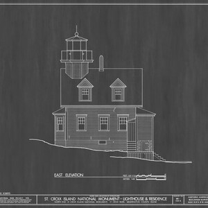 St. Croix Island Lighthouse Blueprint – Nautical Maine Coast Print - Etsy