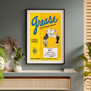 Grease Musical Broadway Poster – 1972 Retro Theater Art - Etsy