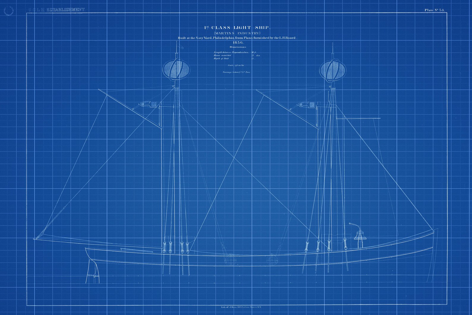 Light Ship Blueprint Drawing - 1856 Lightvessel Ship Blueprint, Light ...