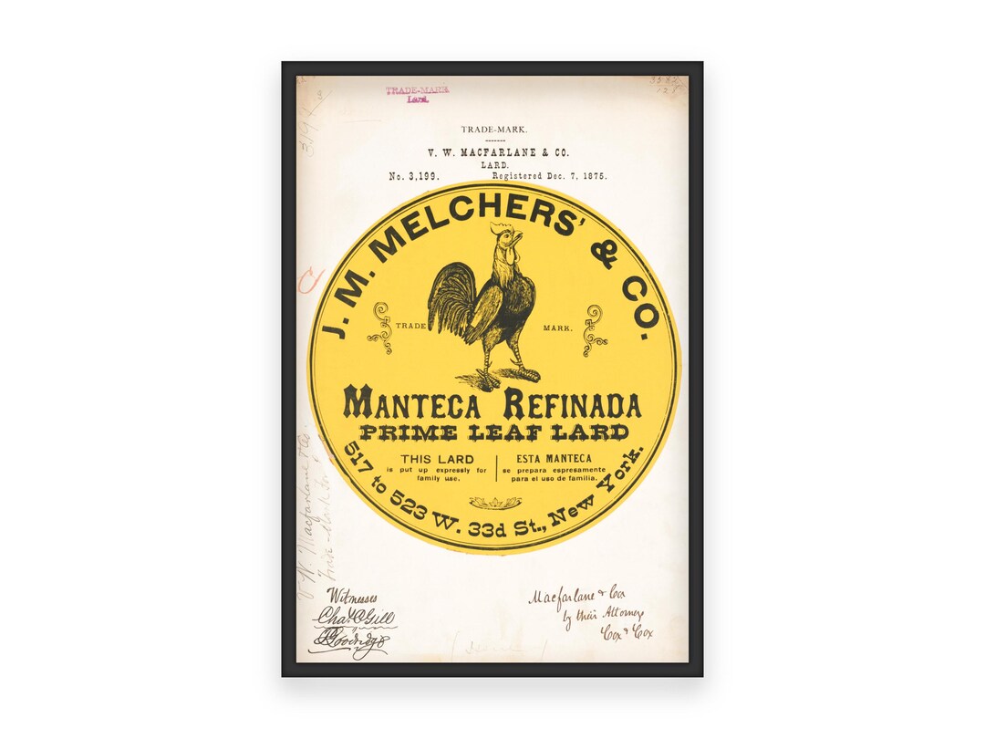 Manteca Refinada Prime Leaf Lard Trademark 1875 - Vintage Food Label ...