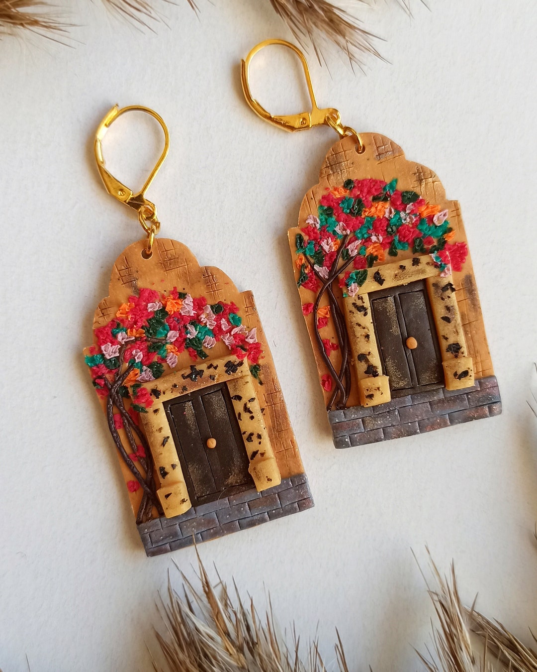 Landscape Earrings | Architecture Polymer Clay Earrings | Summer ...