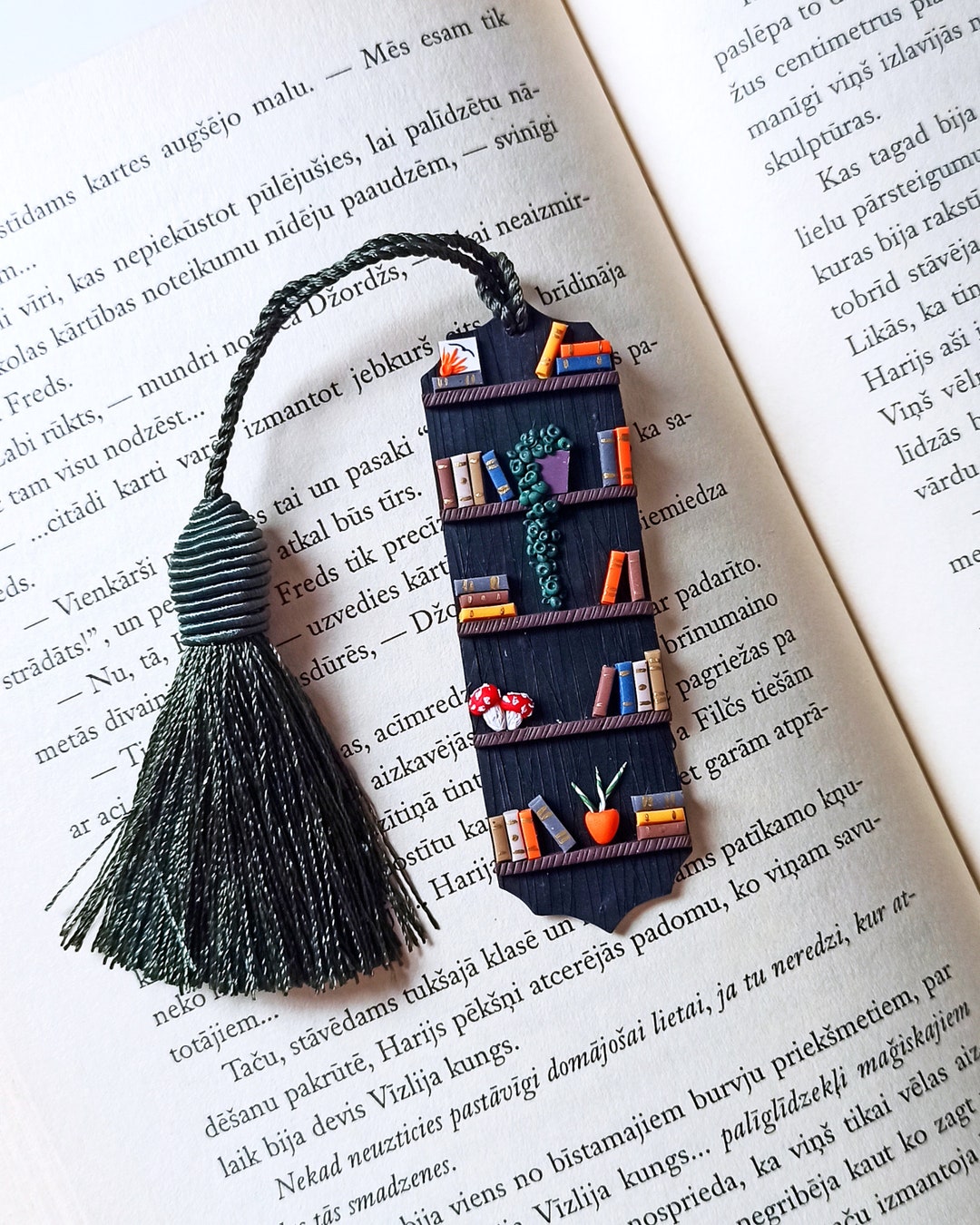 Black Personalised Polymer Clay Bookmark, Gift for Book Lover ...