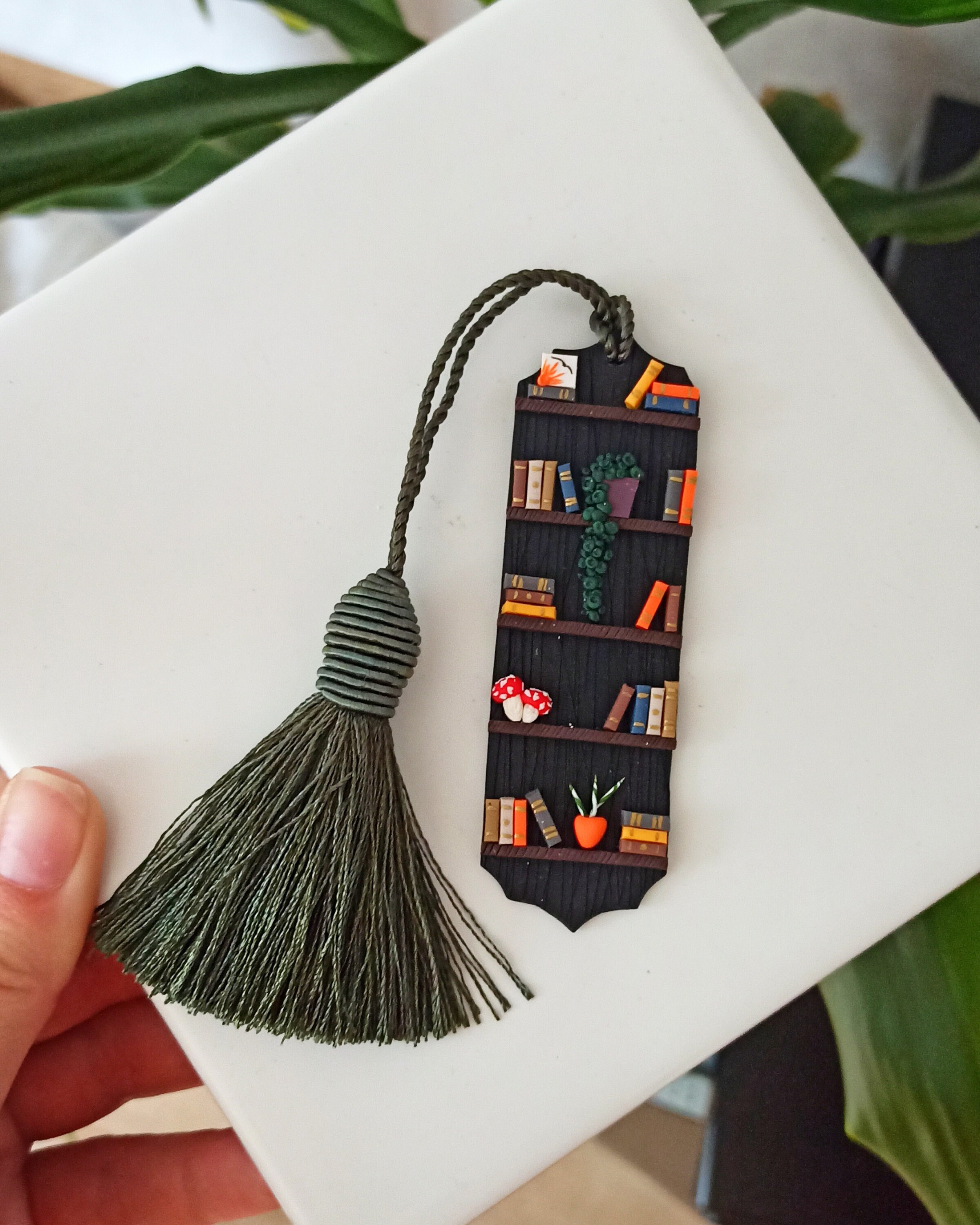 Black Personalised Polymer Clay Bookmark, Gift for Book Lover ...