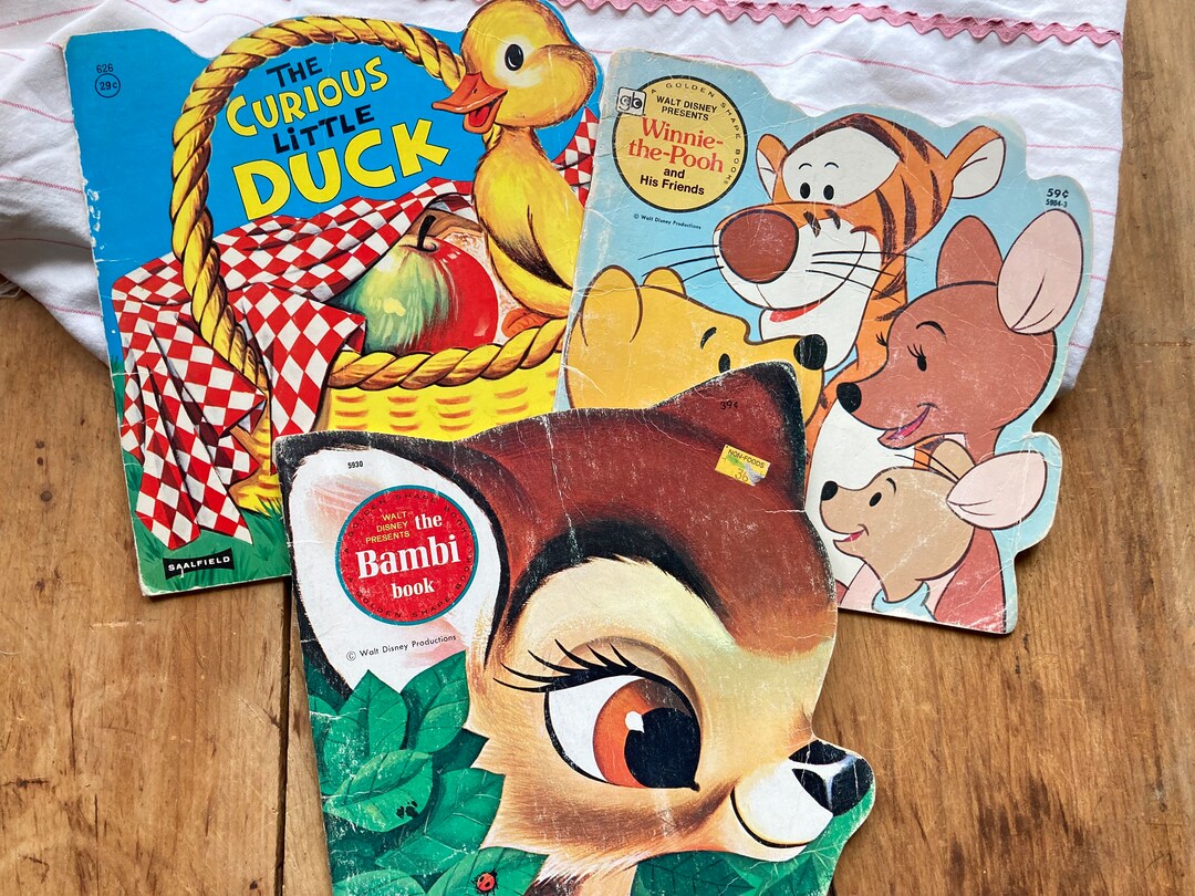 Vintage Shape Book Bundle/the Curious Little Duck/the Bambi Book/winnie ...