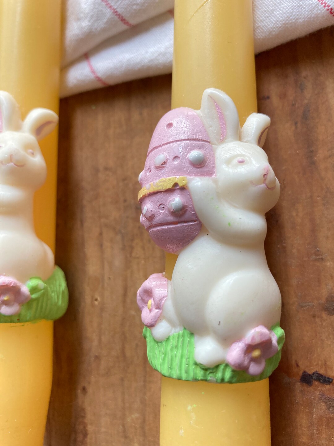 Vintage Easter Bunny Candles/set of 2 Yellow, Cream Colored Wax Candle ...