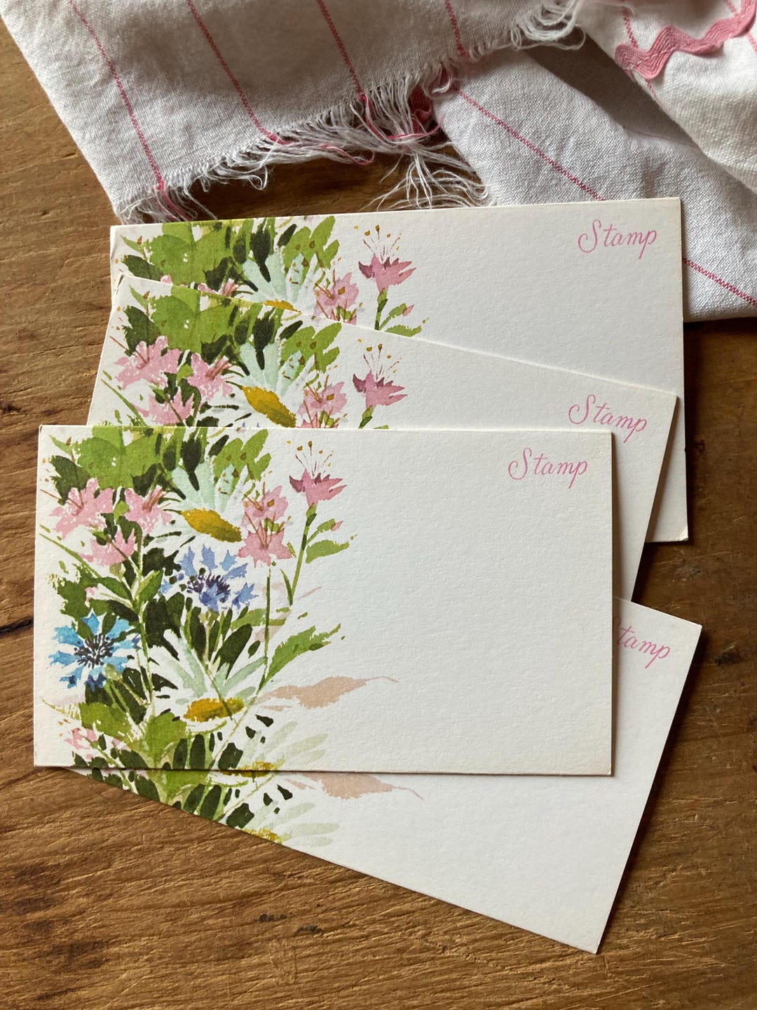 Vintage Floral Postalette/folded Mailer/bouquet Note/set of 4 Trifold ...