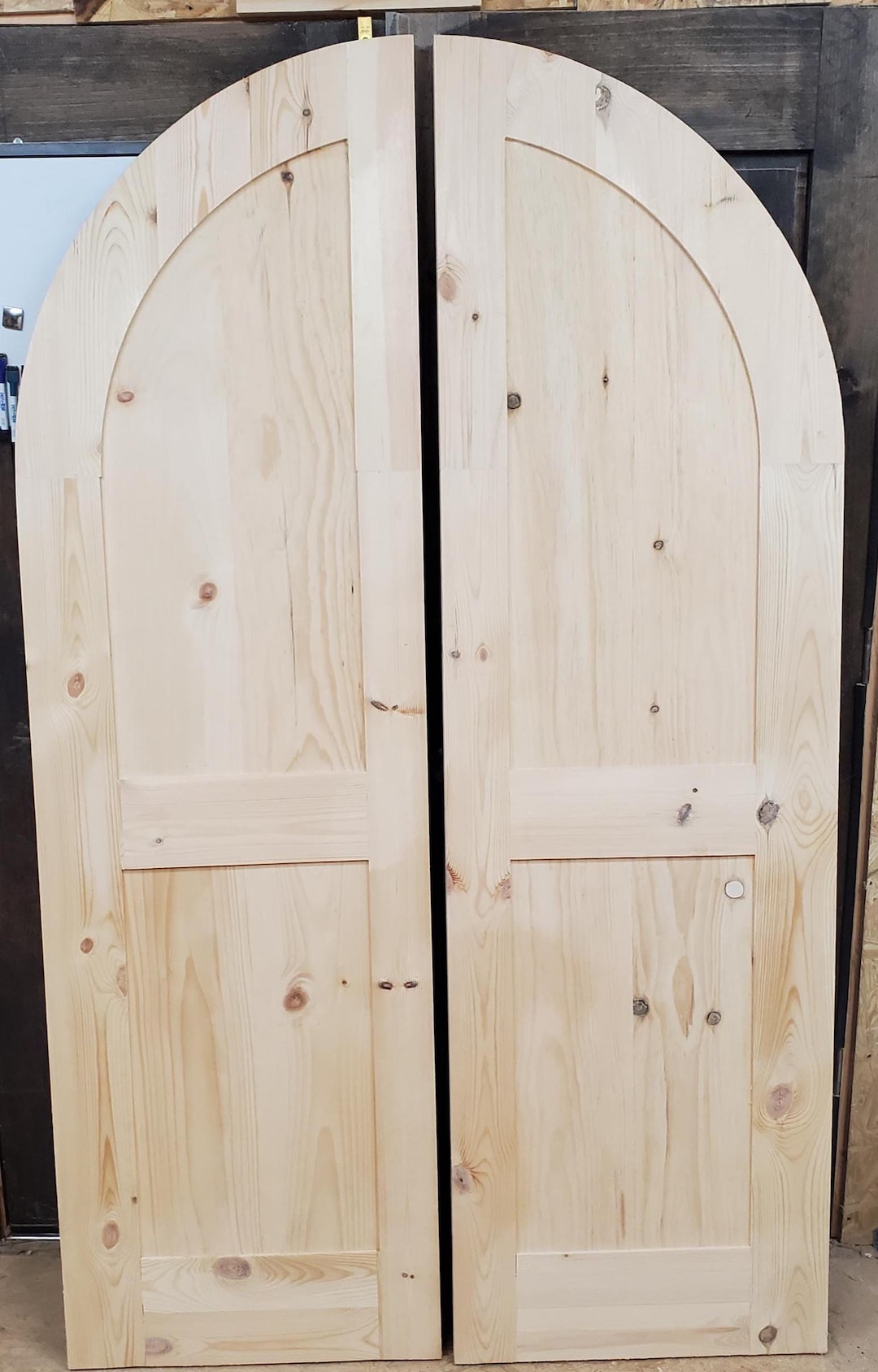 Handmade Spruce Split Arched French Door Set - Unfinished Solid Wood ...