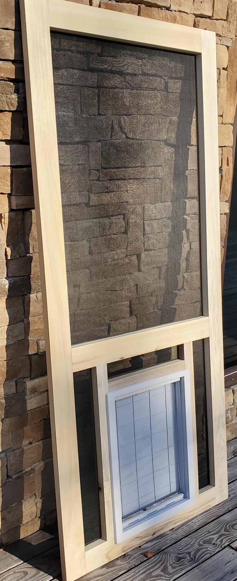 Custom Wood Screen Door With XL Doggie Door - Etsy