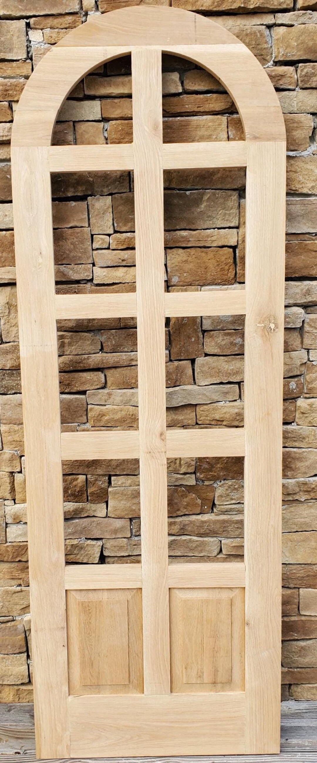 Handmade Arched Spruce French Door: 8 Lite, Solid Wood Slab - Etsy