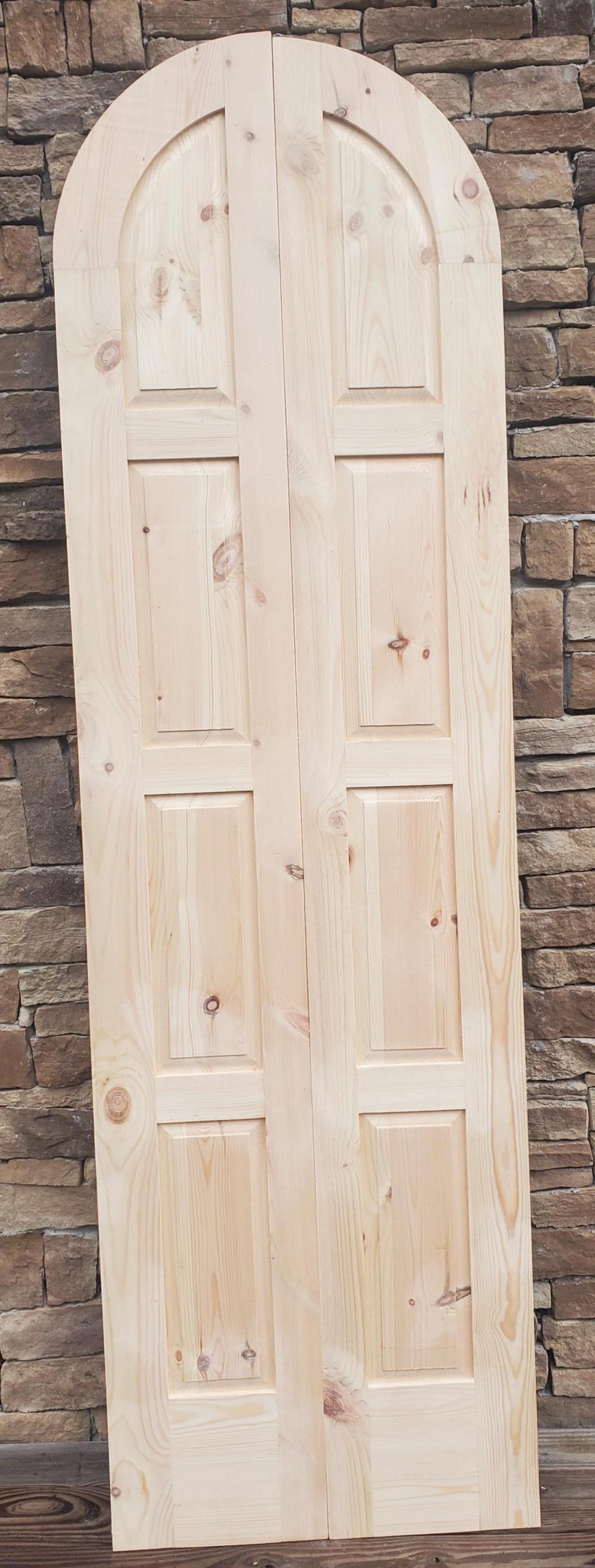 Handmade European Style Arched Solid Wood French Door: 4 Raised Panels ...