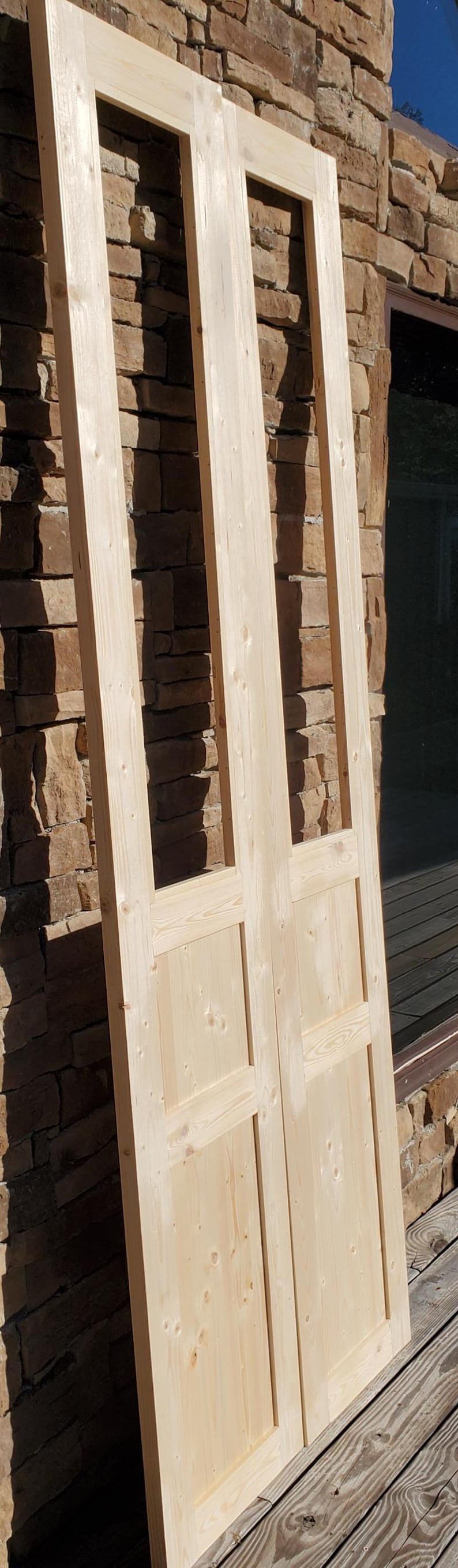 Handcrafted Solid Wood French Door Set: 1 Lite Double Doors, 2 Panels ...