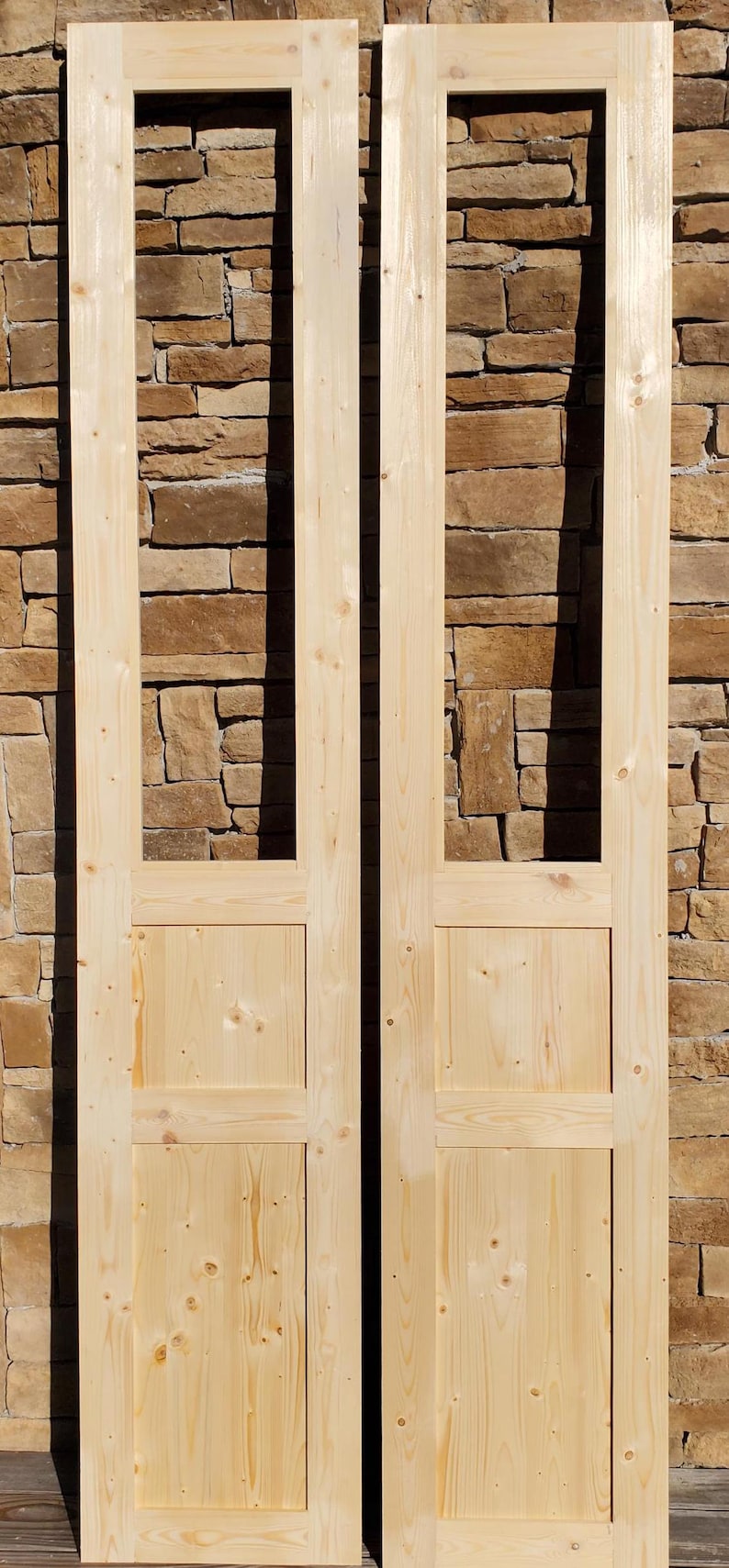 Handcrafted Solid Wood French Door Set: 1 Lite Double Doors, 2 Panels ...