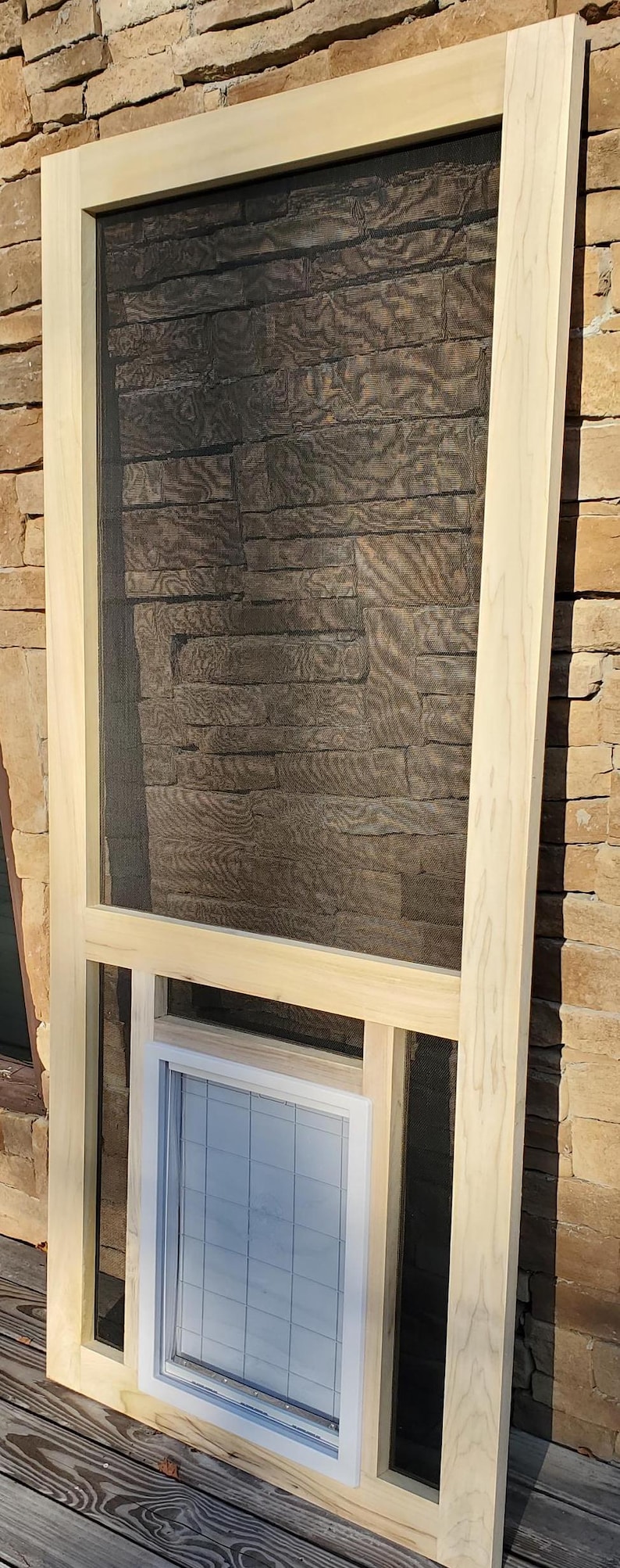 Custom Wood Screen Door With XL Doggie Door - Etsy