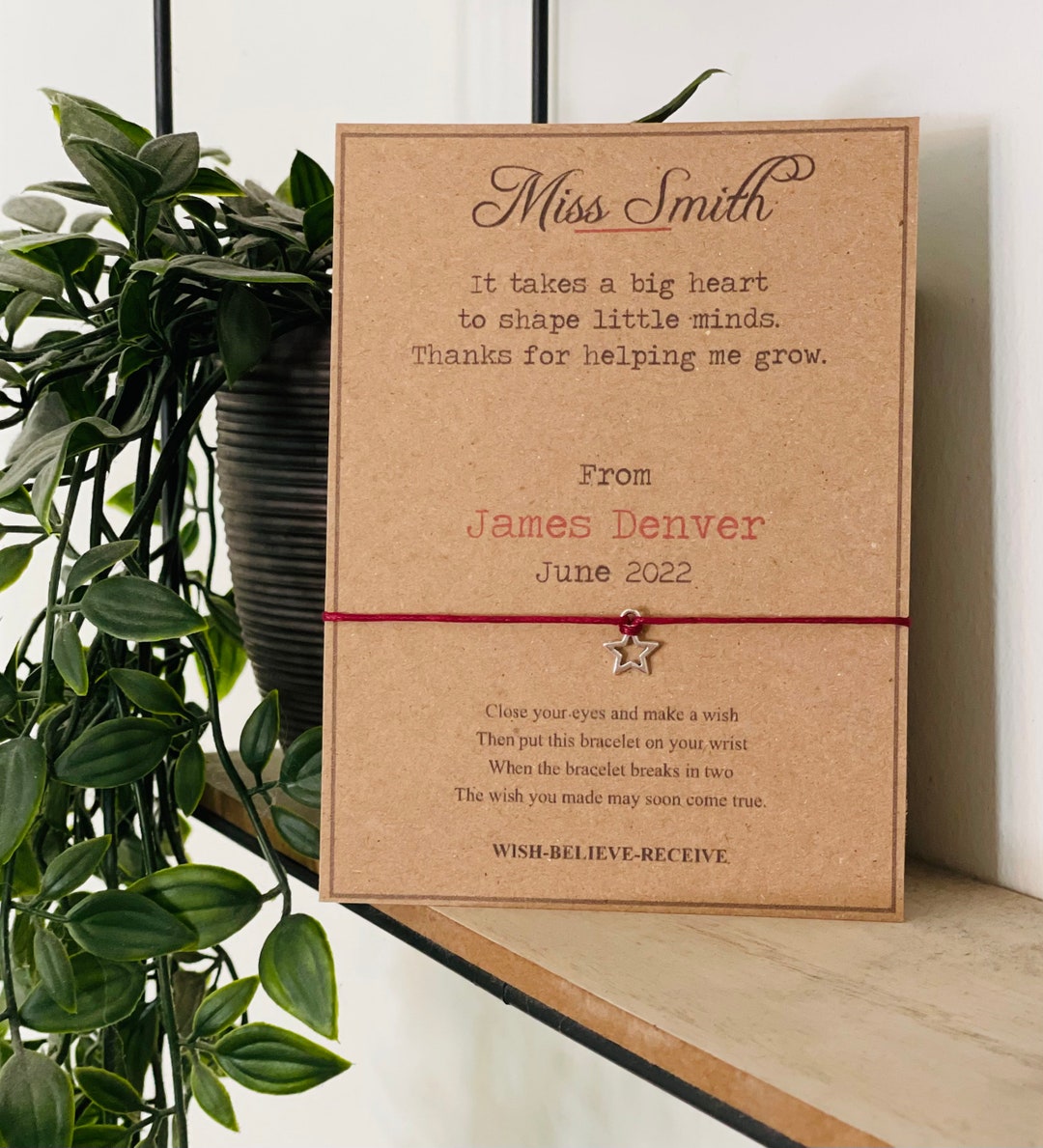 Personalised Nursery Key Worker/teacher Wish Bracelet Thank You - Etsy UK