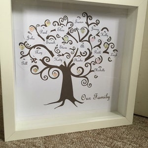 Personalised Family Tree Box Frame Paper Hearts - Etsy