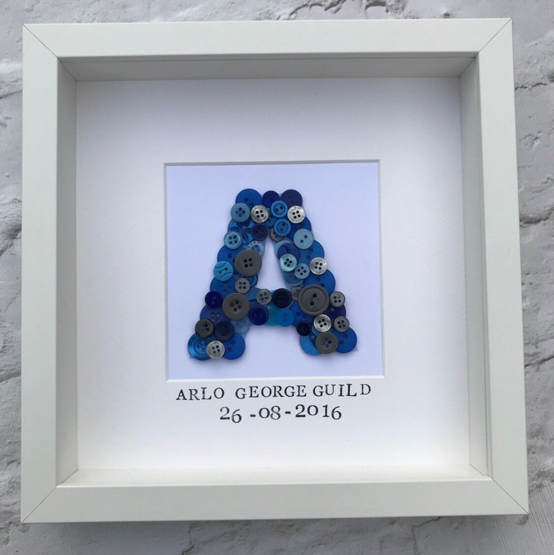 Personalised Button Art Letter Design Box Frame With Name Girl | Etsy UK