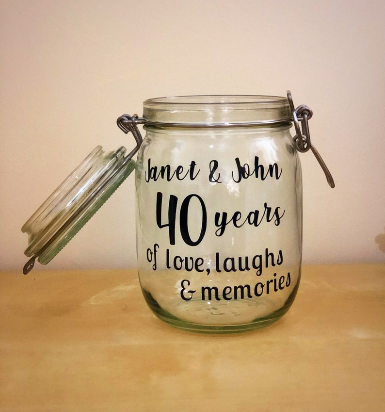 Personalised Wedding Anniversary Memory Jar - 1 Litre - Gift - Ruby ...