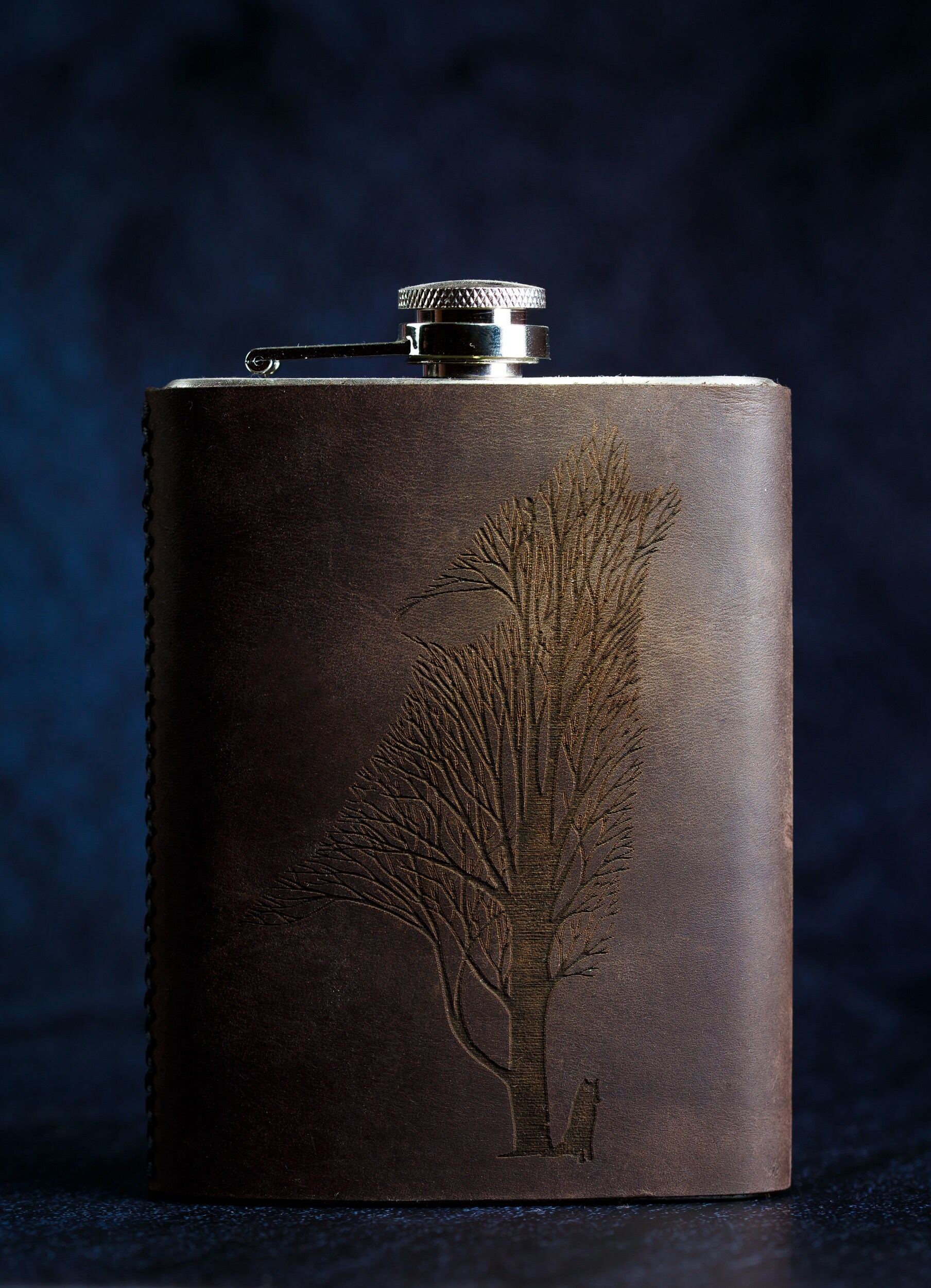 Wolf 8oz Forest Flask Leather Wrapped Flask Groomsman Gift Personalized ...