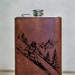 Leather Ski Flask Man Personalized Initials Skiing Fan's Brown Leather ...