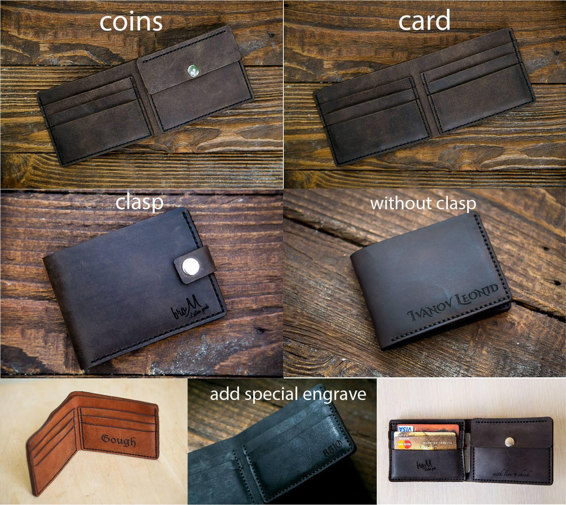 Wolf Leather Mens Wallet, Wolf Coins Custom Personalized Wallet, Wolf ...