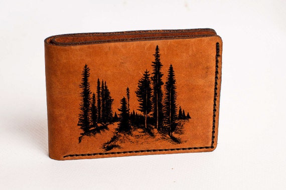 Tree Wallet Mens Leather Wallet Forest Wallet Bifold Wallet | Etsy