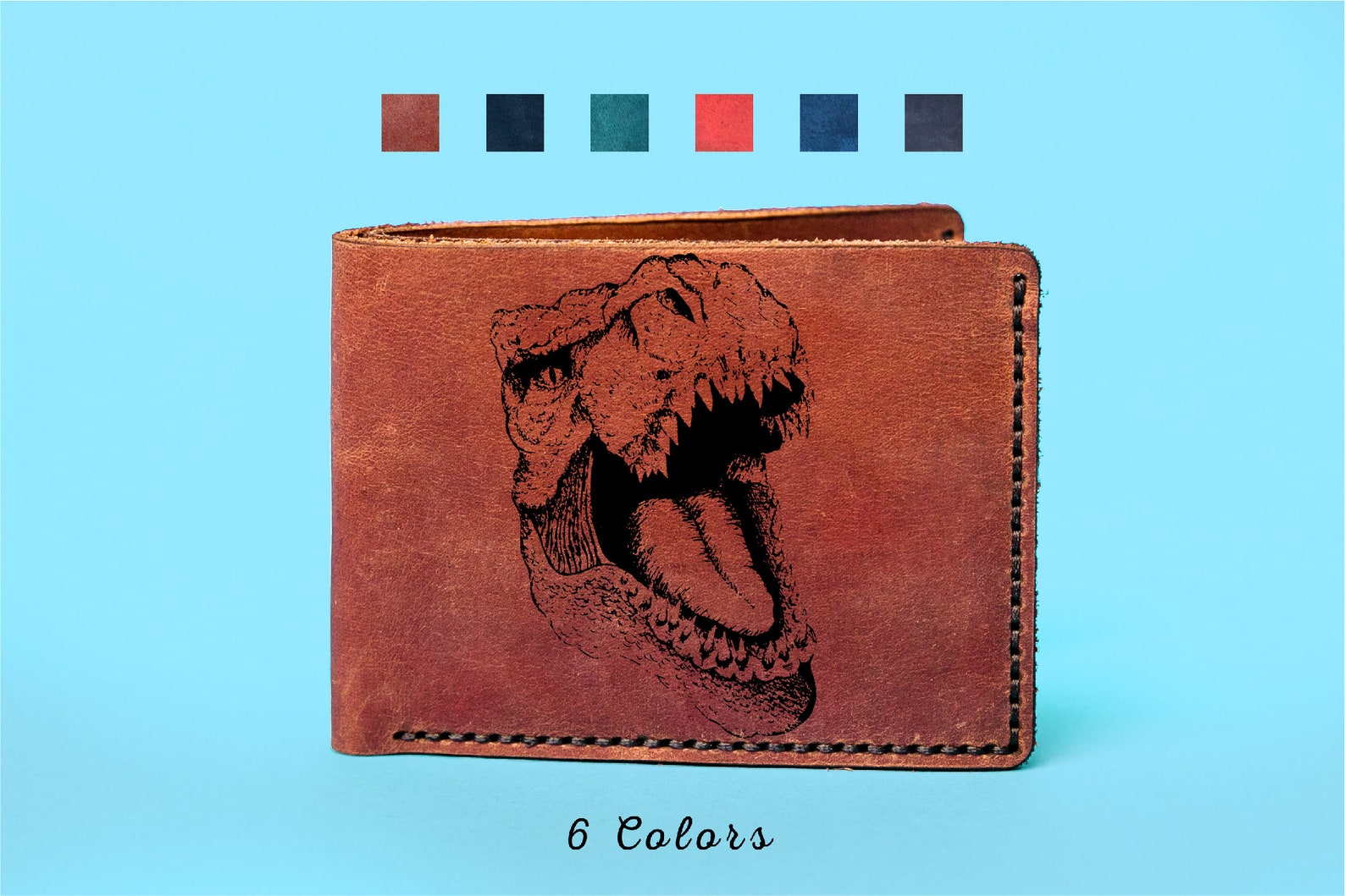 T Rex Wallet Mens Leather Dinosaur Wallet Leather Custom - Etsy