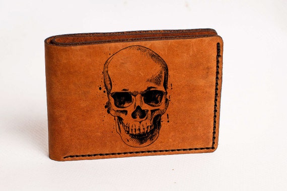Wallet Skull Wallet Mens Leather Wallet Skull Wallet Bifold | Etsy