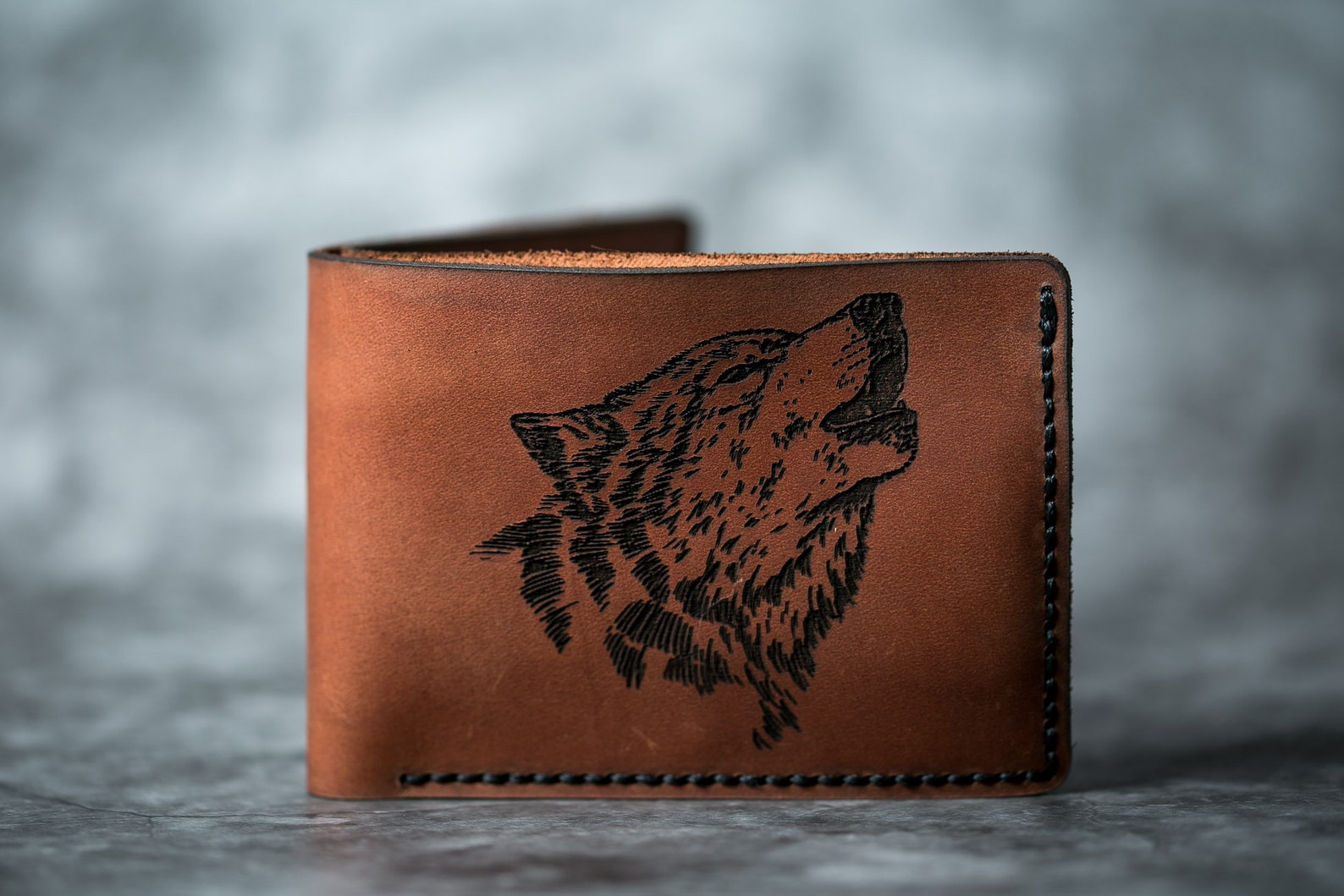 Wolf Wallet Mens Wallet Leather Wallet Wolf Coins Wallet | Etsy
