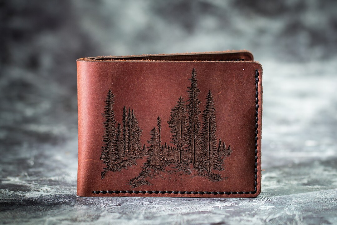 Tree Wallet Mens Leather Wallet Forest Wallet Bifold Wallet Engraved ...