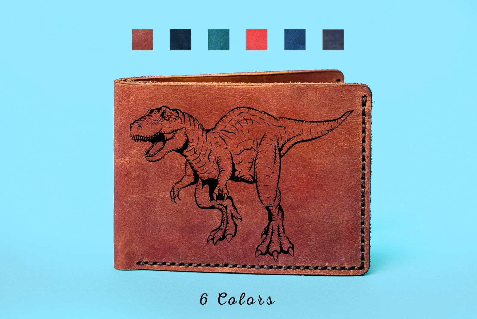 T-Rex Wallet Mens Leather Dinosaur Wallet Leather Custom | Etsy