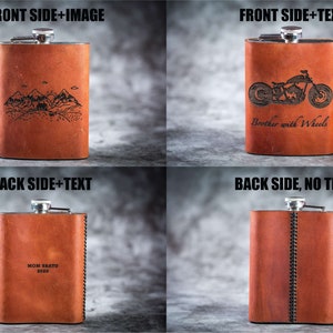 Leather Ski Flask Man Personalized Initials Skiing Fan's Brown Leather ...