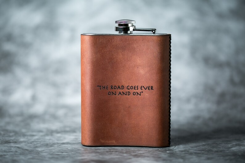 Mountains 8oz Nature Flask Leather Wrapped Flask Groomsman - Etsy