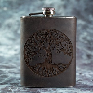 Yggdrasil World Tree Celtic Viking Talisman Flask Leather Flask ...