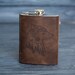 Mountains 8oz Nature Flask Leather Wrapped Flask Groomsman - Etsy