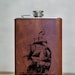 Pirate Flask 8oz Pirate Ship Flask Leather Wrapped Flask - Etsy