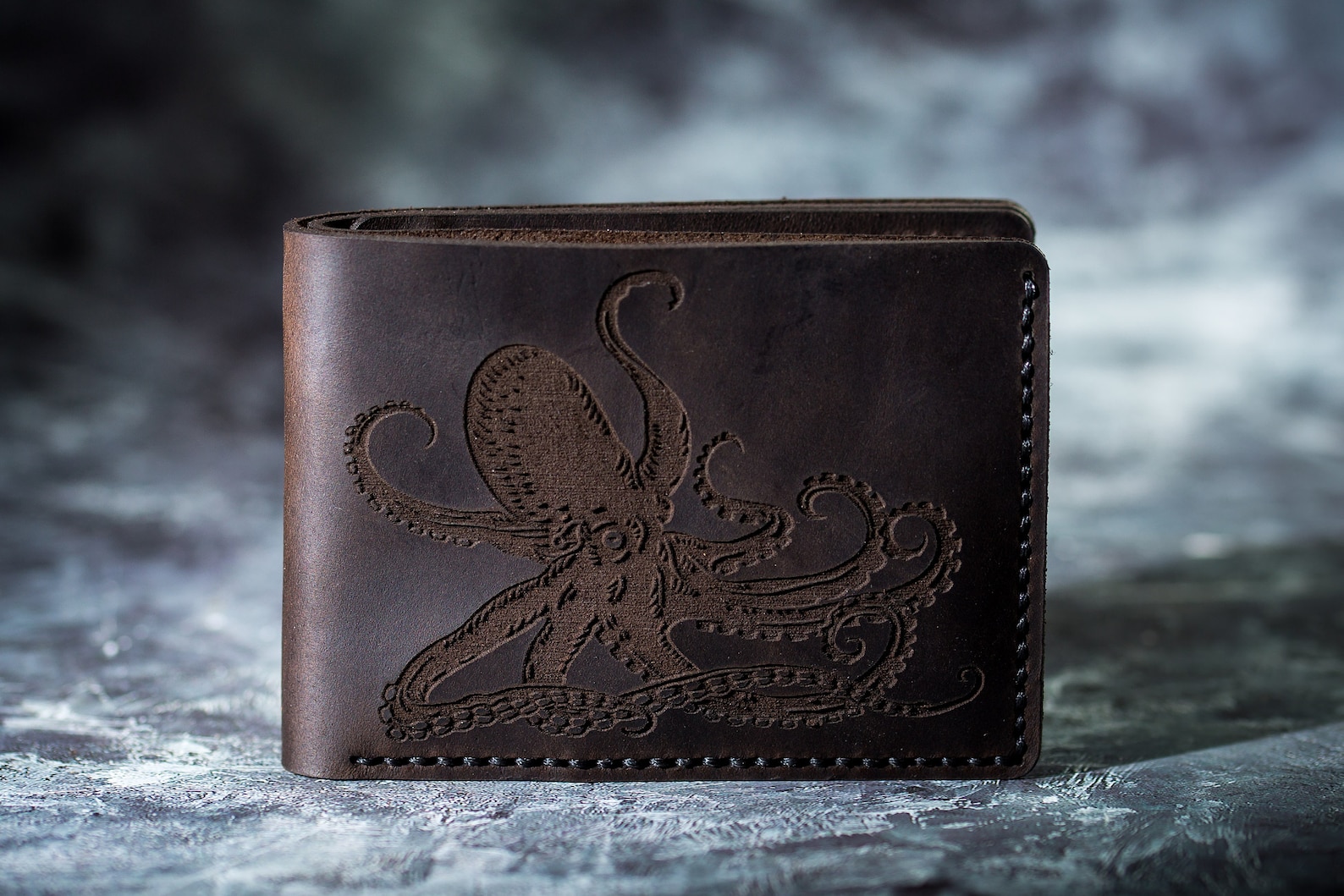 Octopus Wallet Octopus Attacks Mens Leather Wallet Leather | Etsy