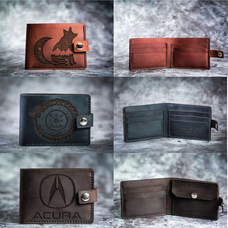 Wolf Wallet Mens Wallet Leather Wallet Wolf Coins Wallet - Etsy