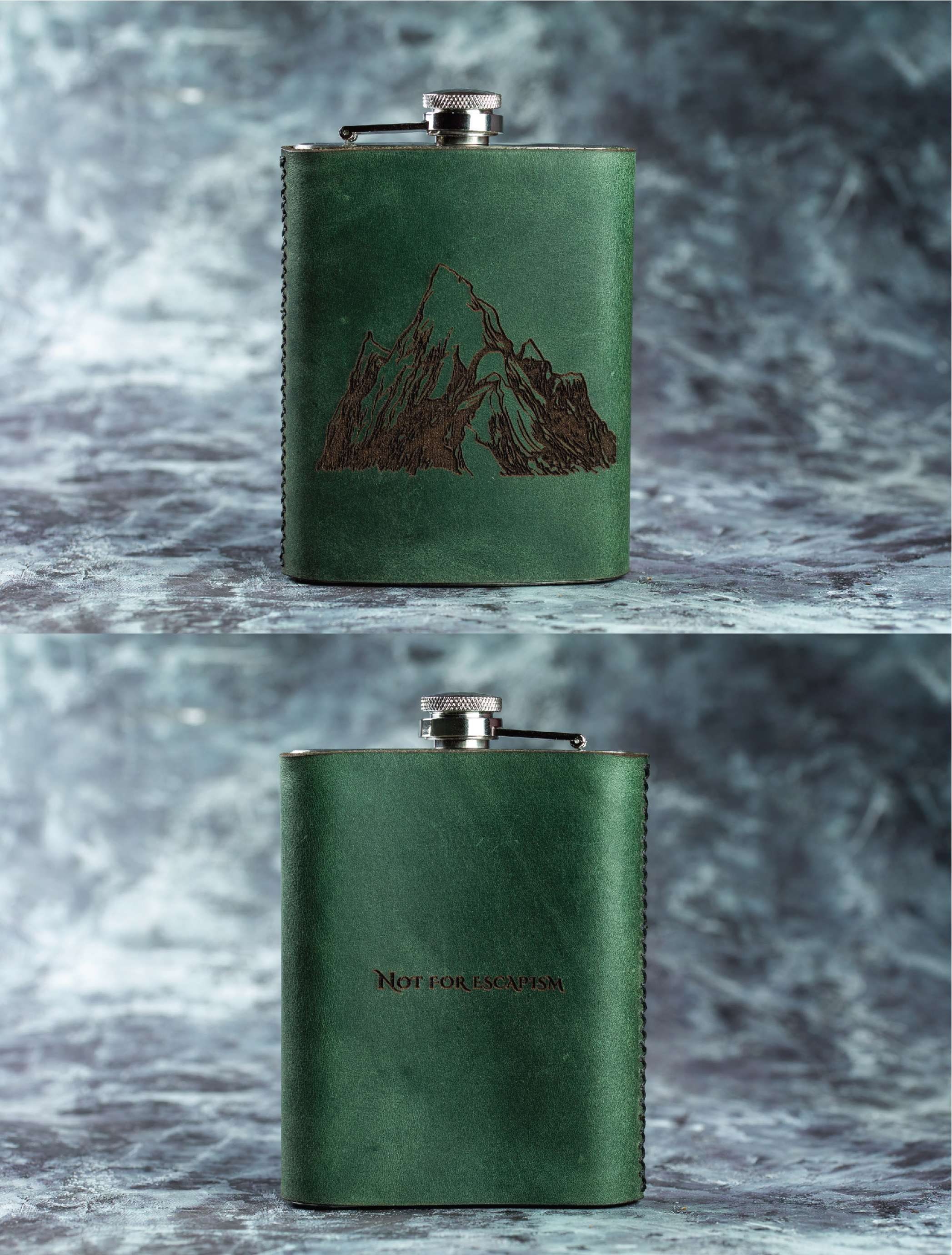 Leather Ski Flask Man Personalized Initials Skiing Fan's Brown Leather ...