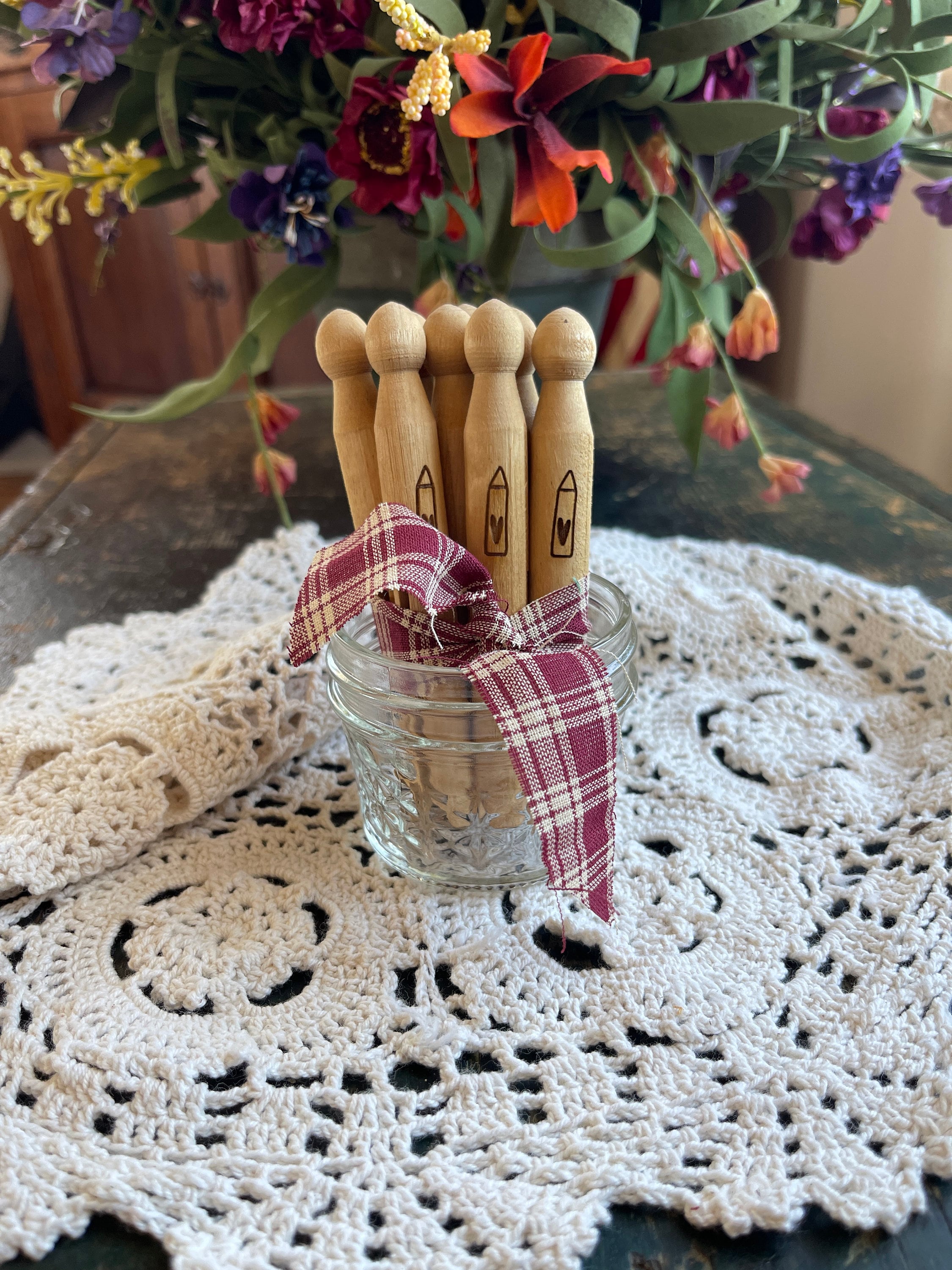 Vintage Inspired Clothespins With Cloth Ribbon Set of Eight - Etsy