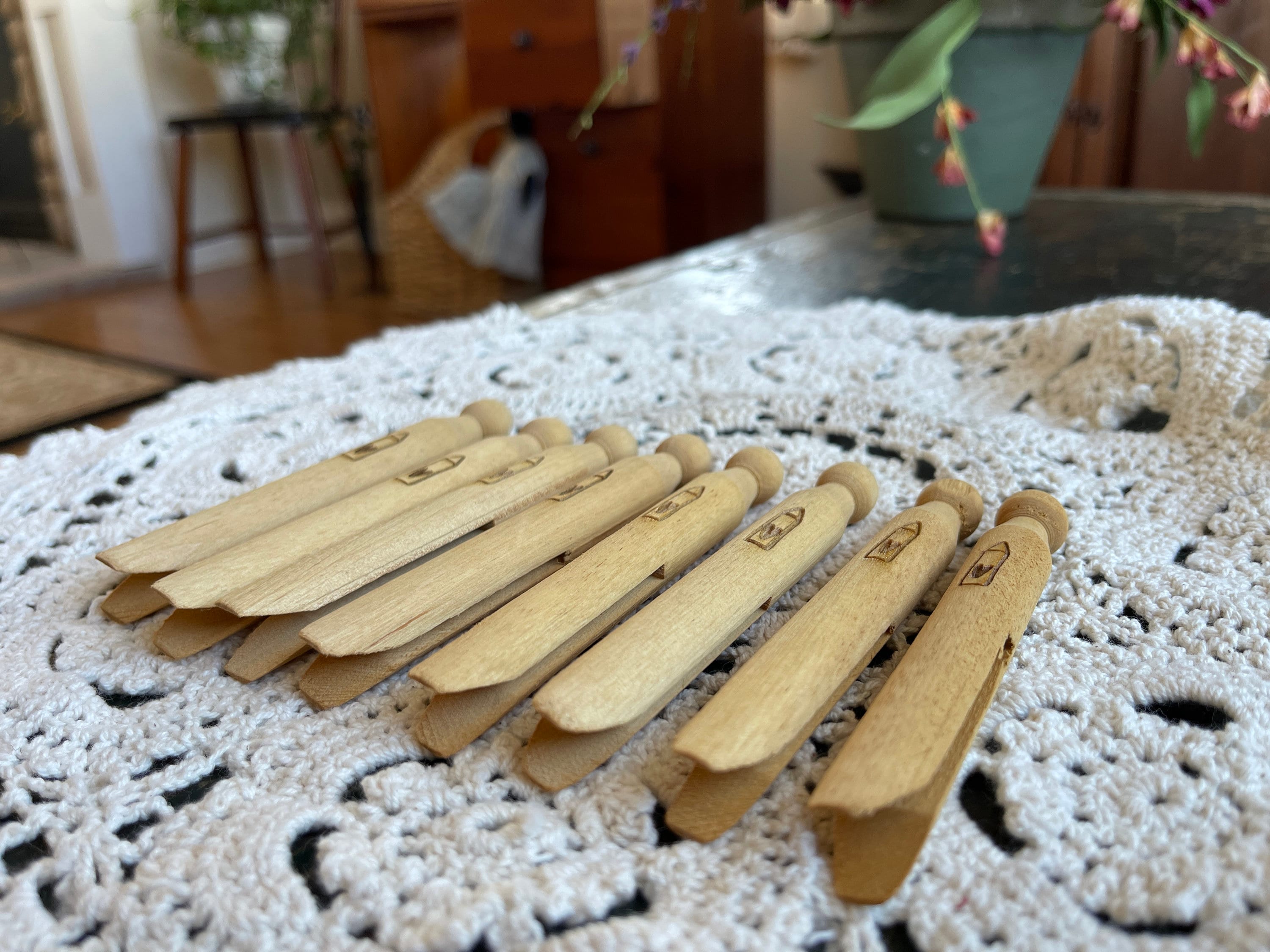 Vintage Inspired Clothespins With Cloth Ribbon Set of Eight - Etsy